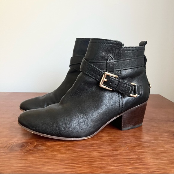 Coach | Shoes | Coach Pauline Leather Ankle Boots In Black W Buckle And ...
